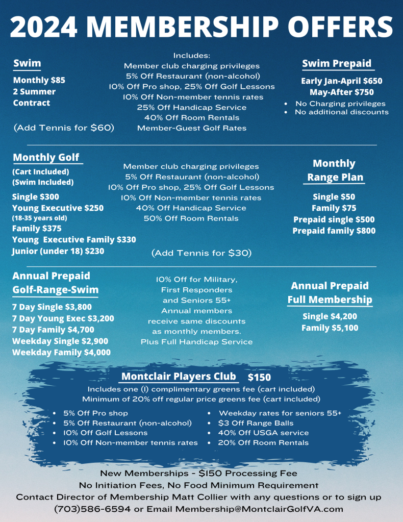 Membership Levels + Benefits - Montclair Golf Club